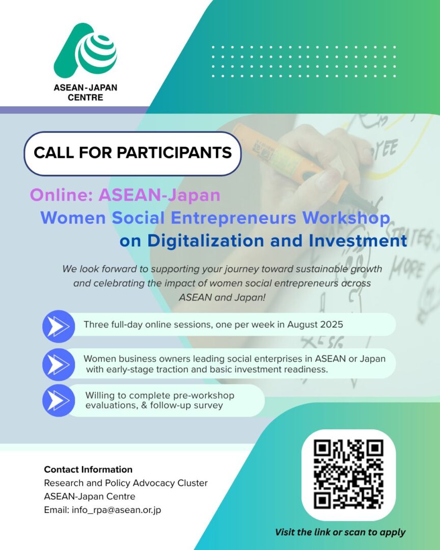 Call for Participants: ImpactLink: ASEAN–Japan Women Social Entrepreneurs Workshop on ...